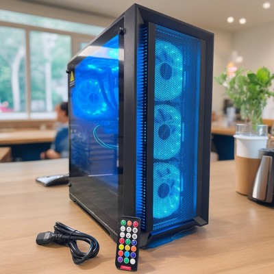 Gaming PC BLUE Desktop Computer i7 32GB 1TB SSD 1TB HDD AMD RX580 WIFI ...