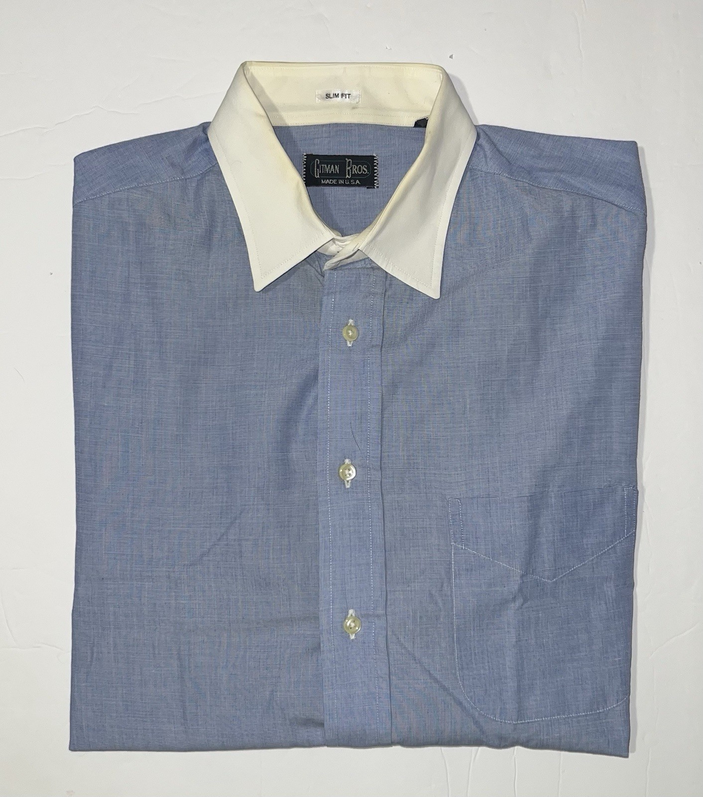 Vintage Gitman Bros Mens 16.5 Blue Slim Fit Dress Button Front Shirt ...