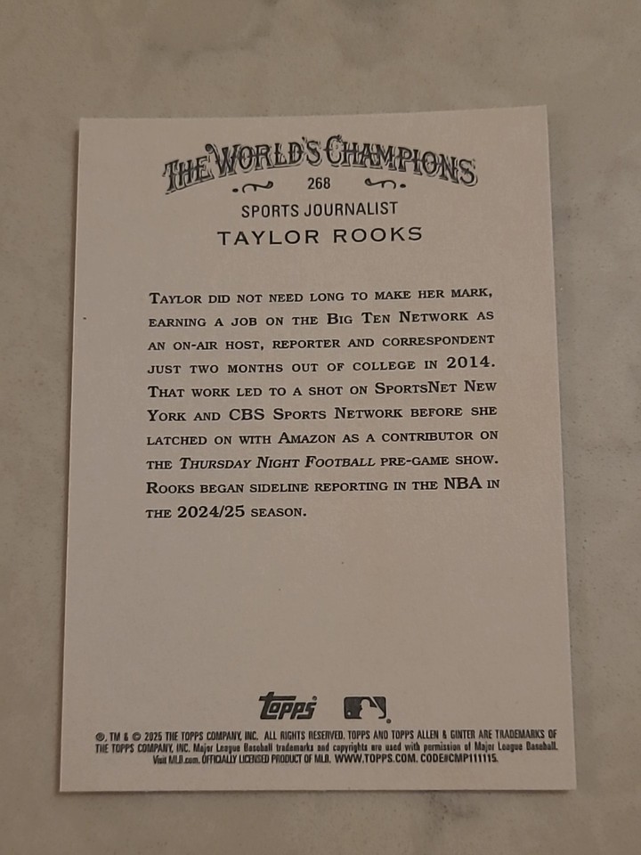 2025 Allen & Ginter- Taylor Rooks #268 "Sports Journalist" | eBay