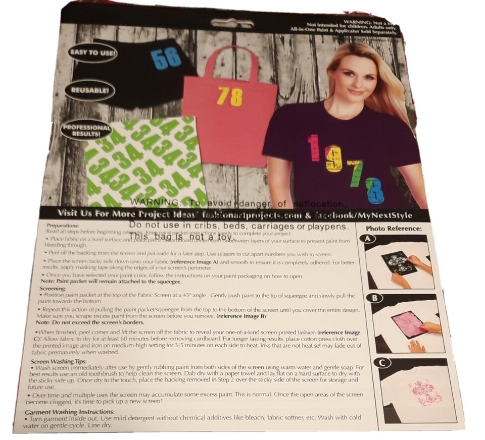 Fashion Art Next Style FX Fabric Screen Print Numbers 0 - 9 SEALED NEW ...