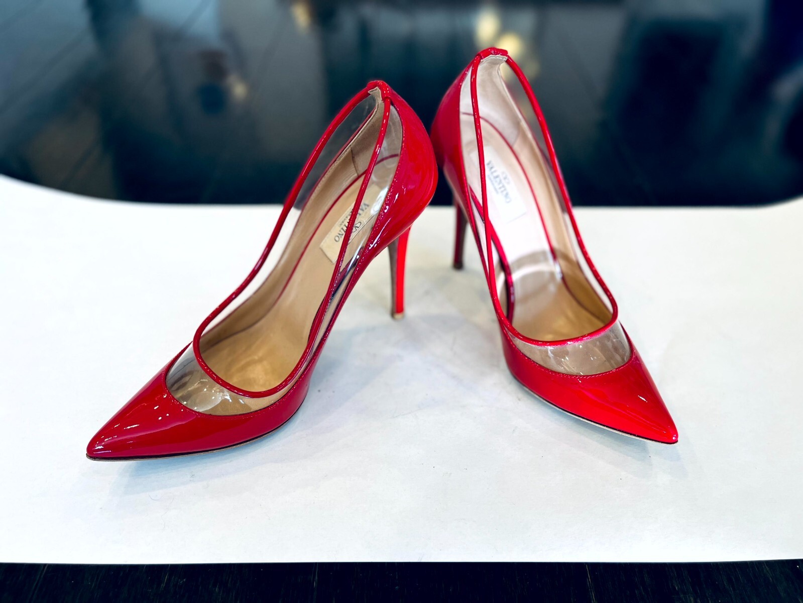 Valentino Red Patent Leather and PVC Heels (Pre-Owned) - Gem
