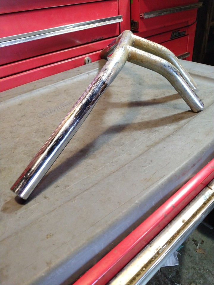 Harley Chrome Drag 1 Piece Handlebars Risers FLH XL DYNA Custom Chopper ...