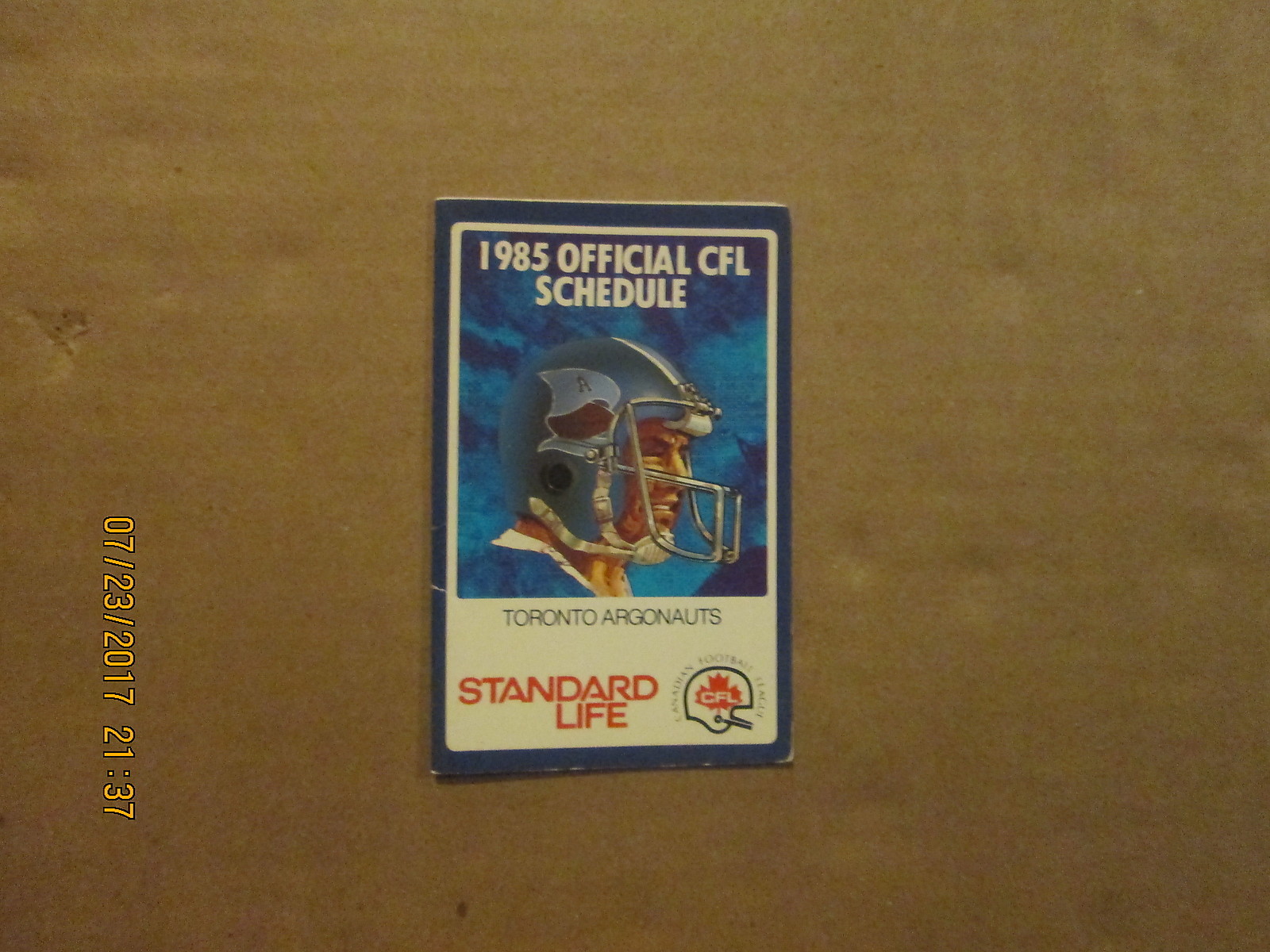 CFL Toronto Argonauts STANDARD LIFE 1985 Team and League Logo Pocket ...