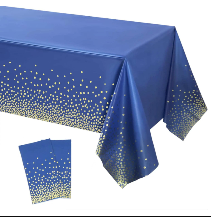 Blue pink gold Plastic Table Cloth Wipe Clean Party Tablecloths cover ...