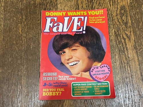 Fave Magazine March 1972 David Cassidy Bobby Sherman Donny Osmond ...