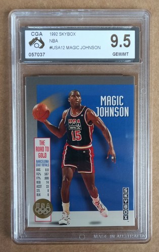 Magic Johnson Skybox Olympic Team 1992/93 - Card #USA12 - CGA 9.5 GEM ...