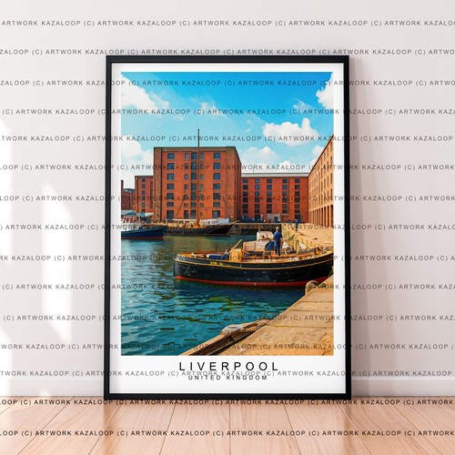 Royal Albert Dock Liverpool Unframed Illustration Art Print With Boats ...
