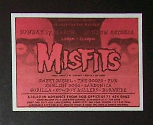 The Misfits Static Age Tour 1996 Mini Poster Type Concert Advert, Promo ...