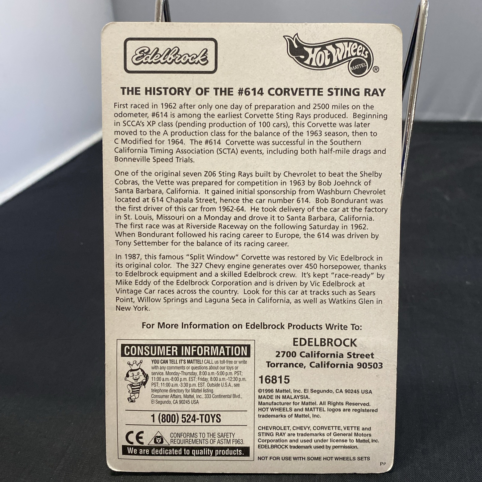 Hot Wheels Edelbrock Limited Edition 1963 Corvette Sting Ray | eBay