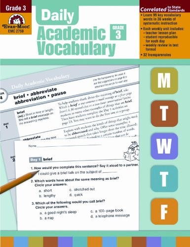 DAILY ACADEMIC VOCABULARY, GRADE 3 By Evan Moor **BRAND NEW** | eBay