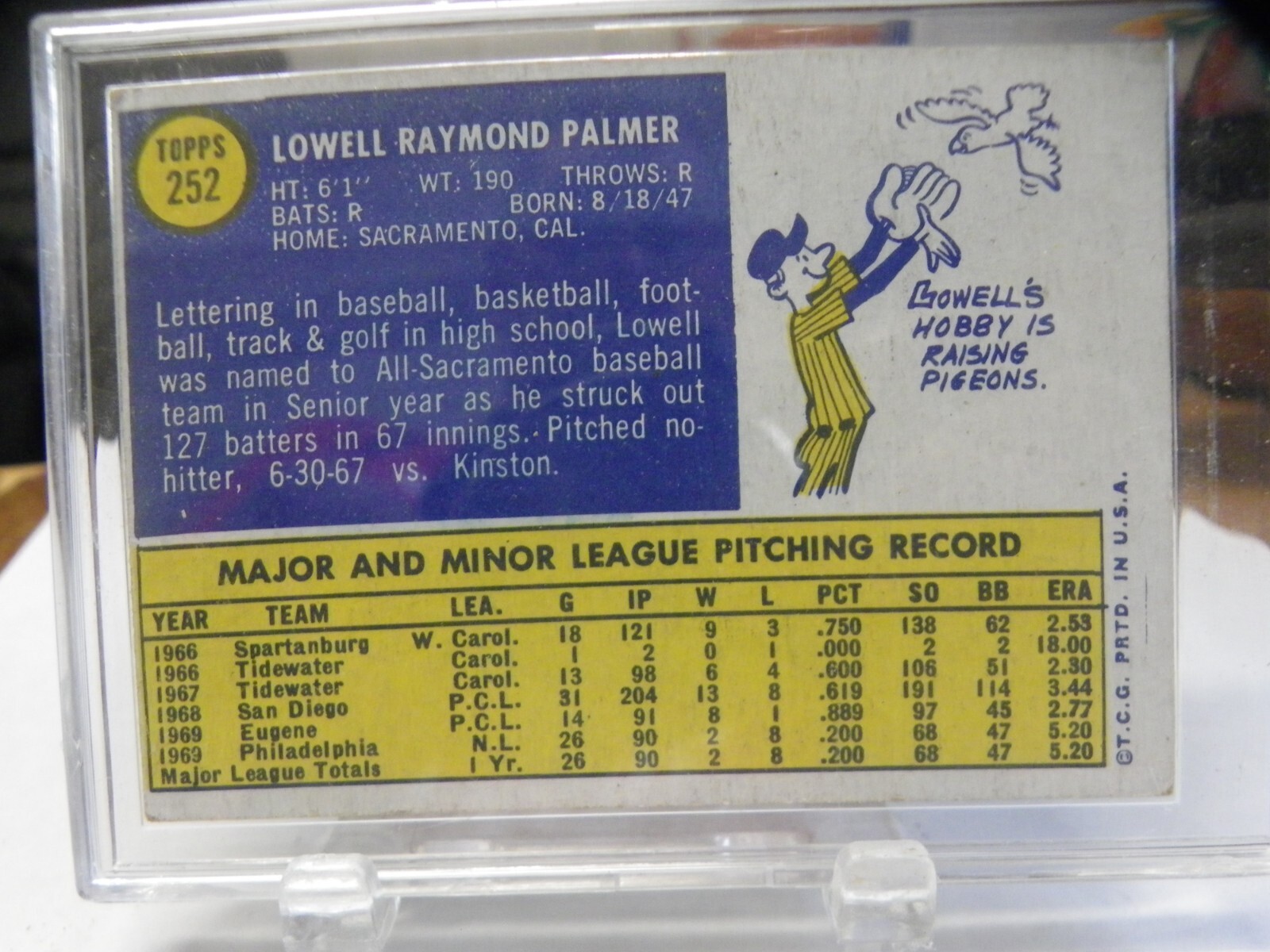 1970 Topps LOWELL PALMER Phillies "Sunglasses Cool Shades" Funny Real ...