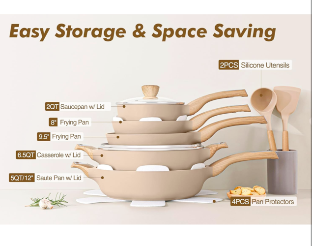 SENSARTE Ceramic Cookware Sets, Pots and Pans Set Nonstick, 14-Piece | eBay