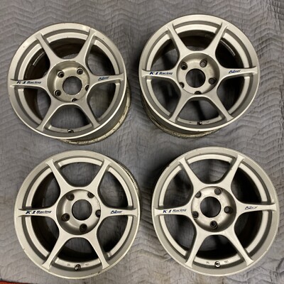 Kosei K1 Racing Rims 15x8 5x120 et22 6 Spoke Silver BMW e30 M3 Set of 4 ...