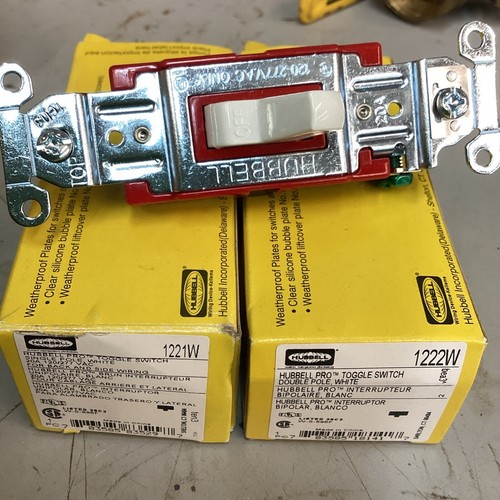2 Hubbell 1222W Pro Toggle Switch, Single Pole, 20 Amp, 120/277V, White ...