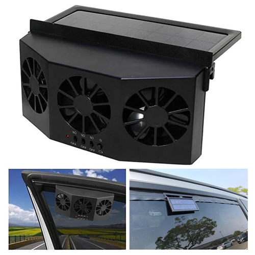 3 Fans Solar Powered Car SUV Air Vent Cooling Side Window Fan Cooler ...