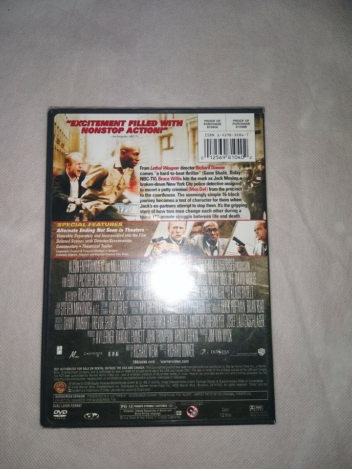 16 Blocks (DVD, 2006, Widescreen), Bruce Willis, Mos Def, NEW Sealed ...