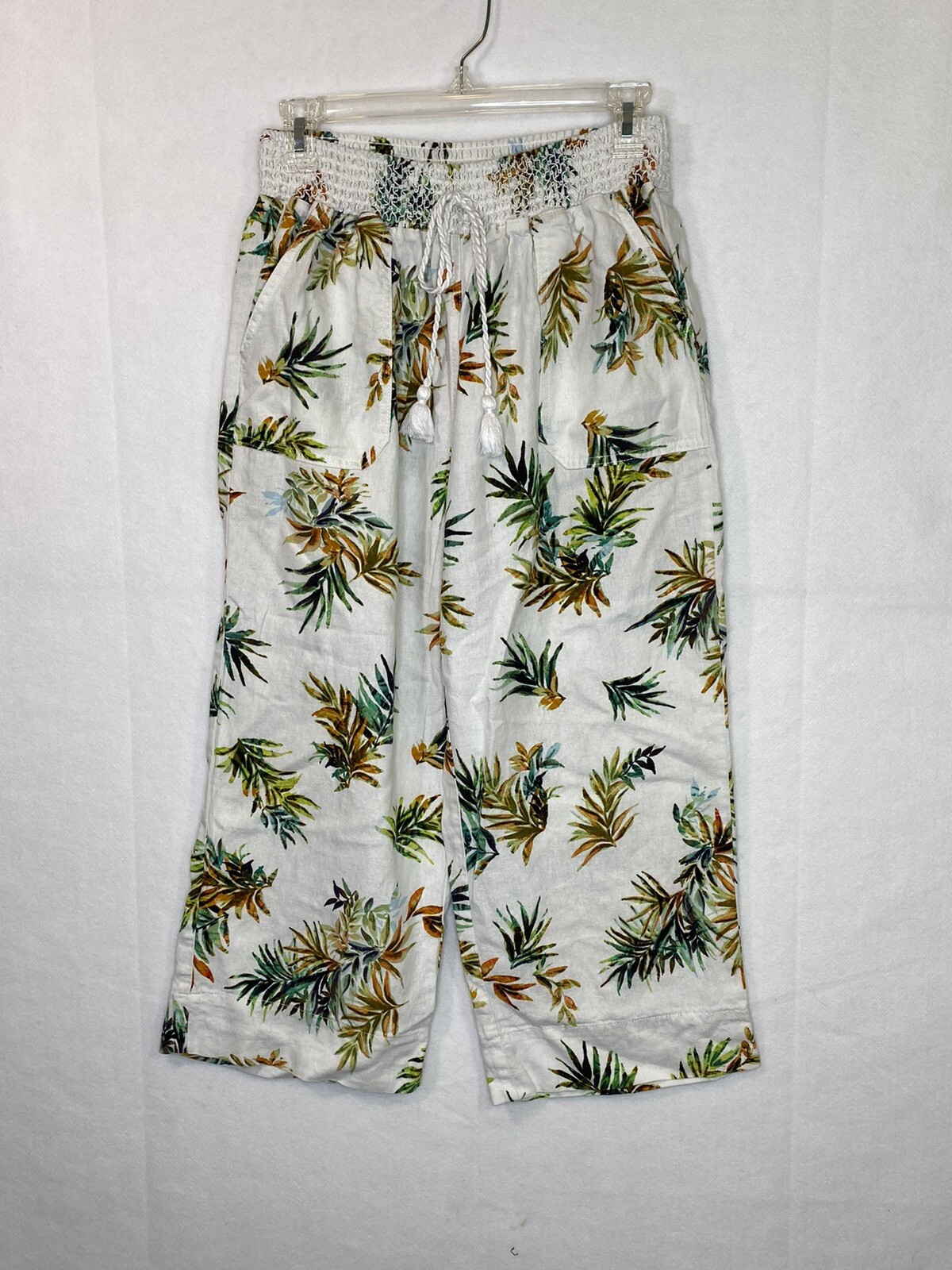Westbound White Tropical Print Pull On Capri Pants Wo… - Gem