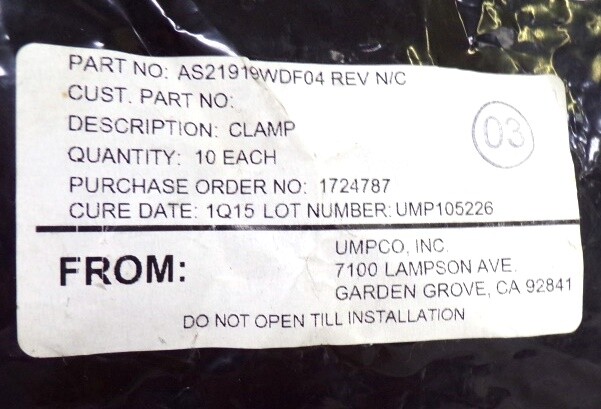 UMPCO, CLAMP, AS21919WDF04, REV N/C, LOT OF 10 | eBay