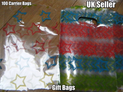 100x CLEAR PLASTIC STARS MEDIUM GIFT PARTY CARRIER BAGS SHOPS SWEETS ...