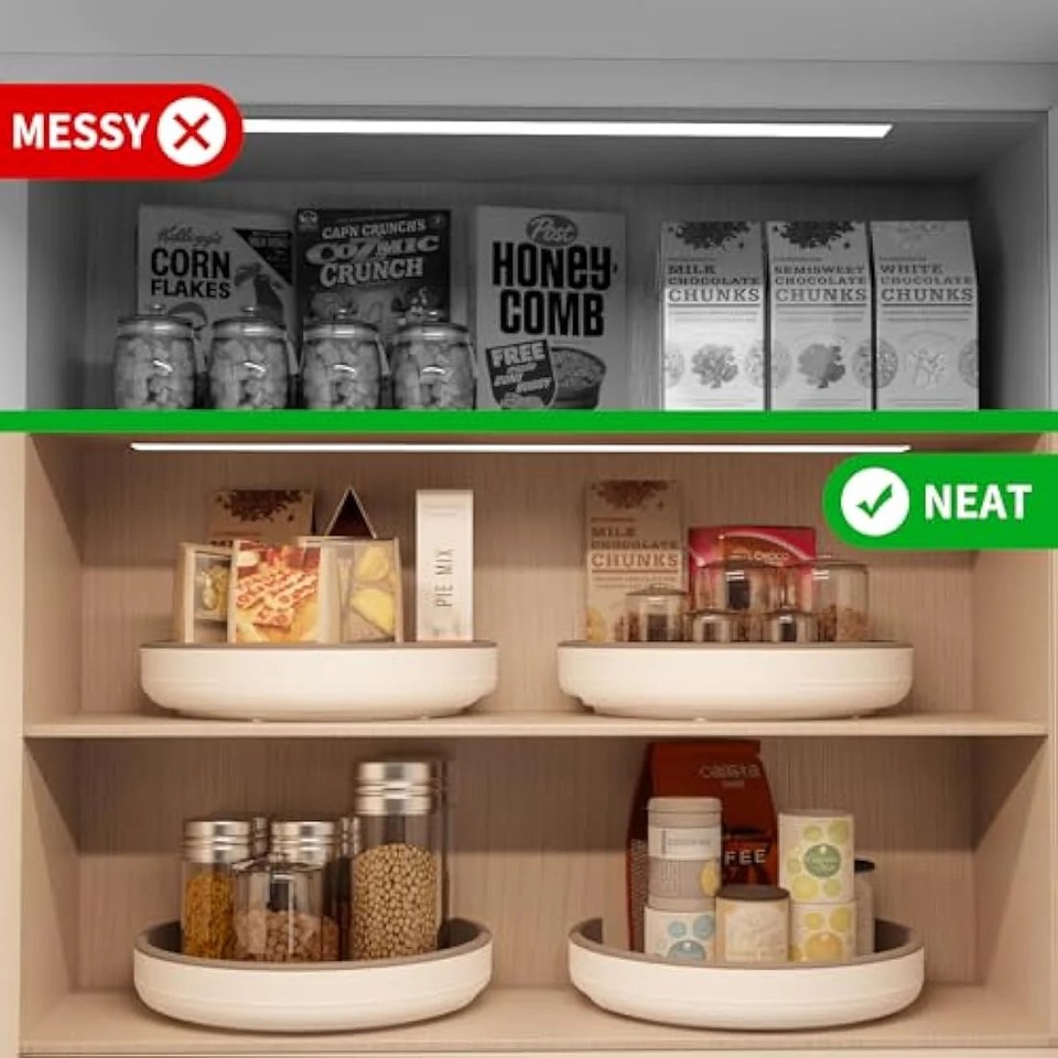 4 Pack 10 Inch Non-Skid Lazy Susan Turntable Organizers - Rotating Tray ...