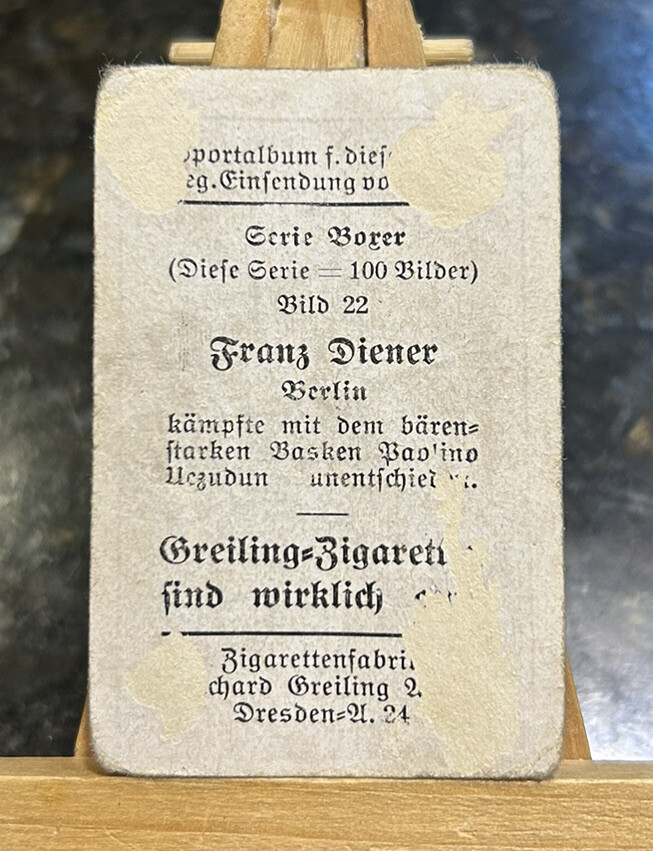 1926 Greiling Serie Boxer Franz Diener Small Rookie RC German Tobacco ...