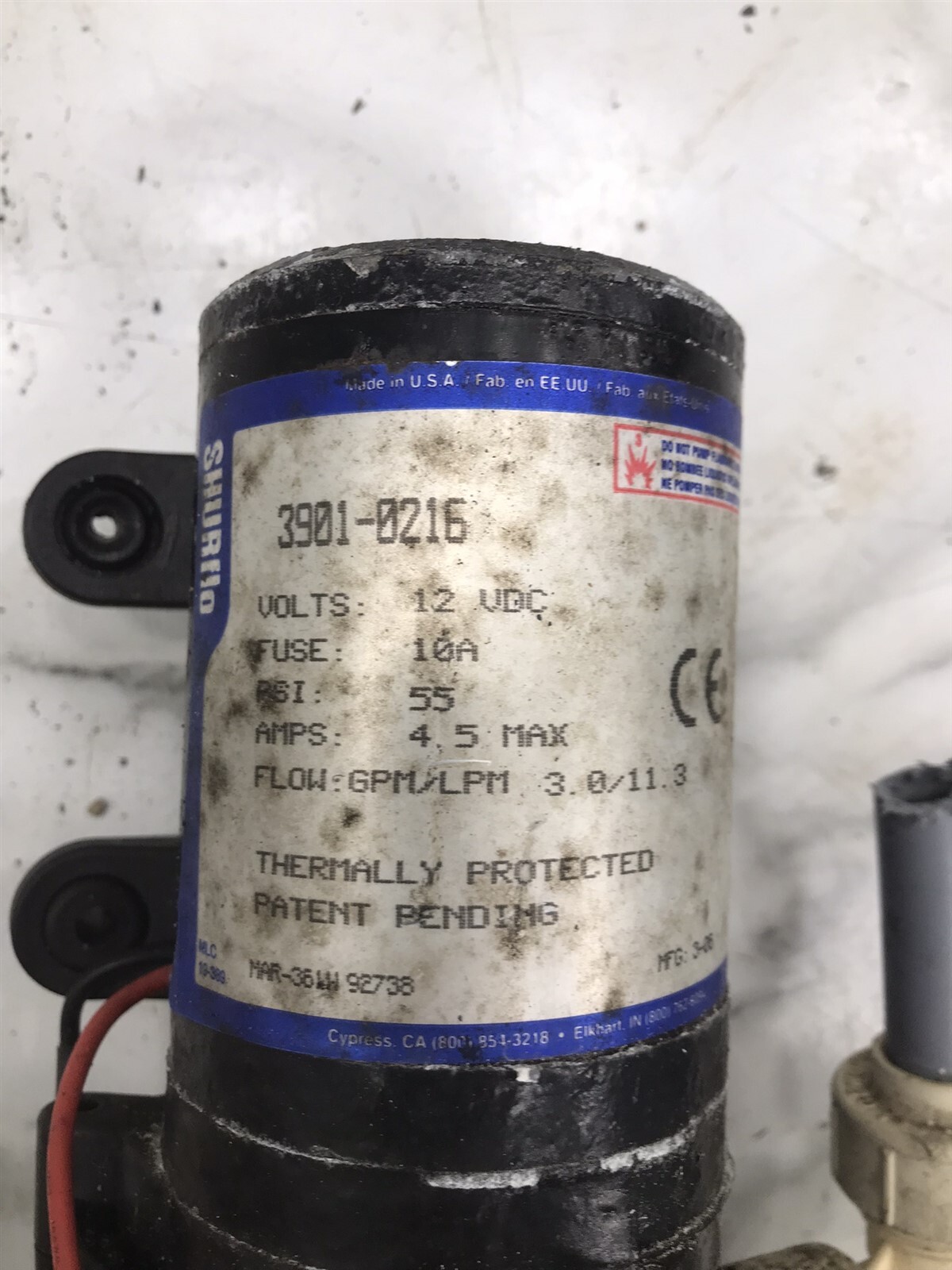 Shur Flo Shurflo 3 GPM 12 V boat marine RV water pump 55 psi 3901-0216 ...