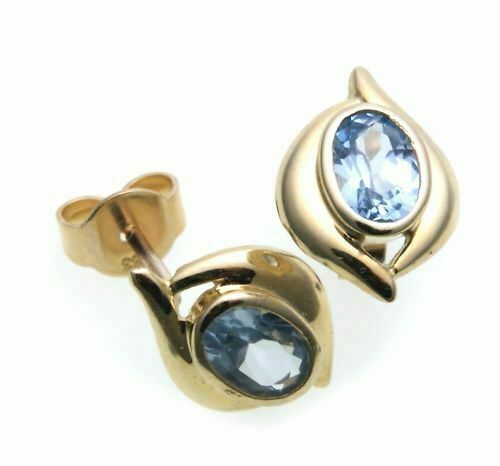 Women's Earrings Plug Real Topaz 0 1/4x0 5/32in Gold 585 Quality Yellow ...