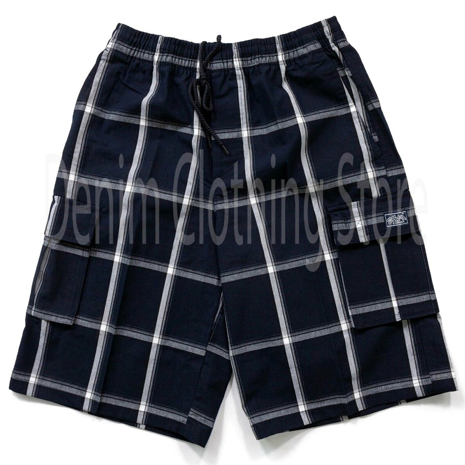 Shaka Wear Men's Checkered Relaxed Fit Plaid Cargo Shorts Loose Fitting ...