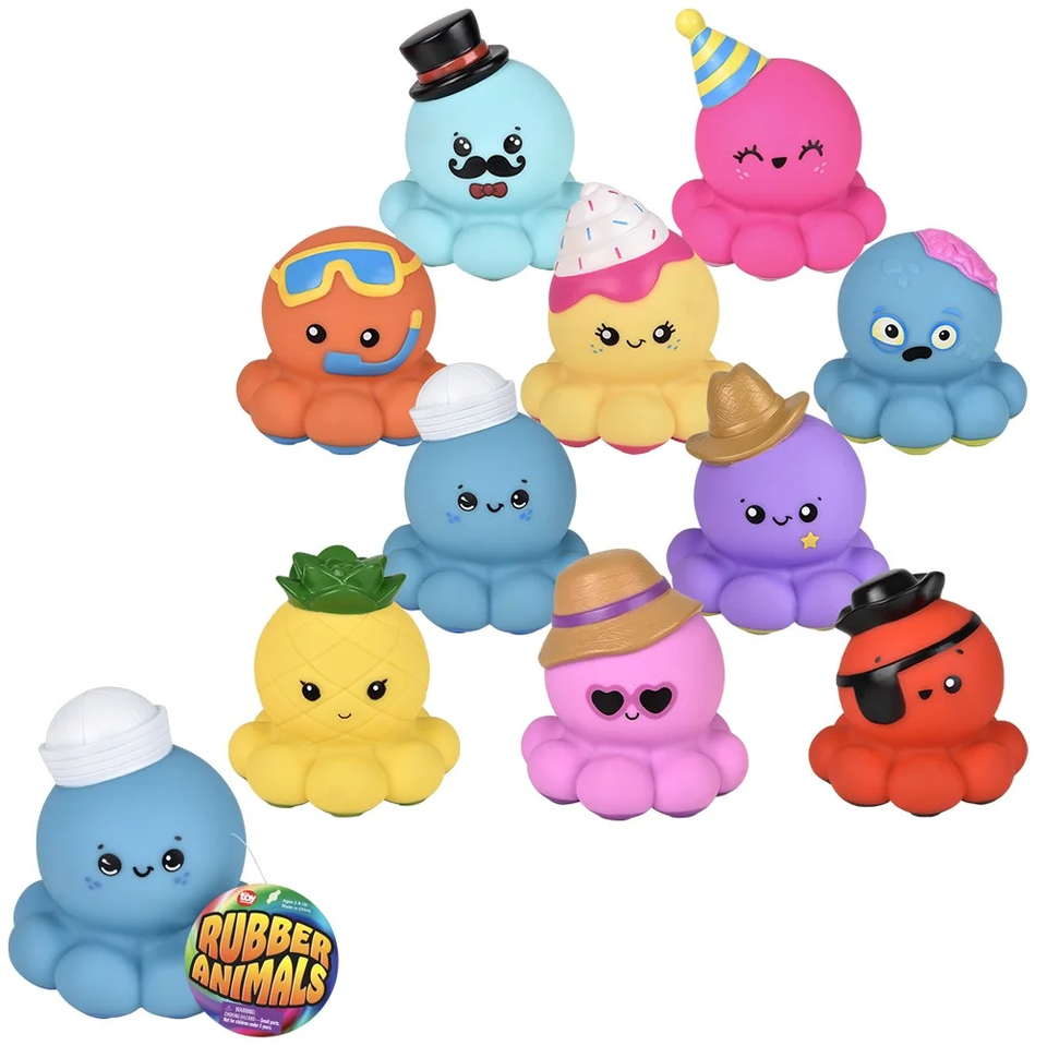 Big Rubber Octopus (5-6" Tall) Fun Bath Toy and Carnival Game Prize ...