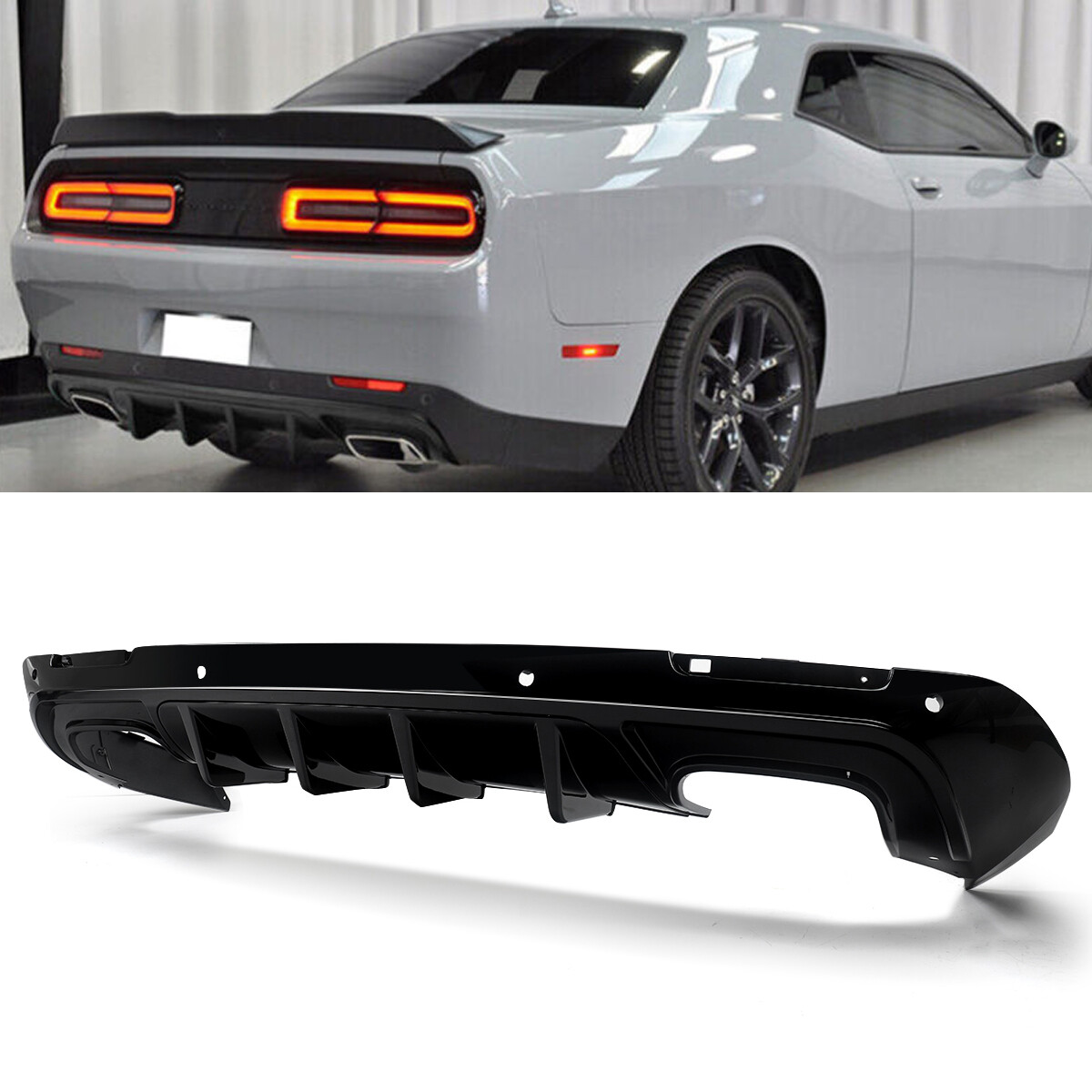 For Dodge Challenger SRT Hellcat 2015-2022 Rear Diffuser Bumper Lip ...