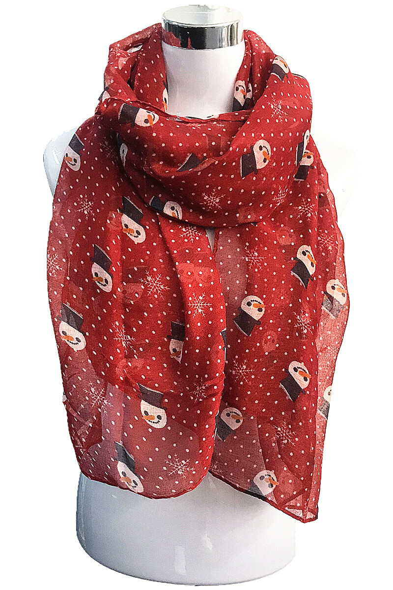 Women Ladies Christmas Festive Scarf Santa Claus Print Winter Snowflake ...