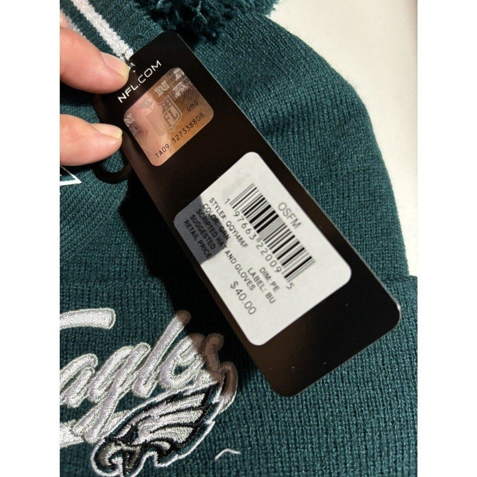 PHILADELPHIA EAGLES NFL Green Football Bird Logo Beanie And Gloves NEW ...