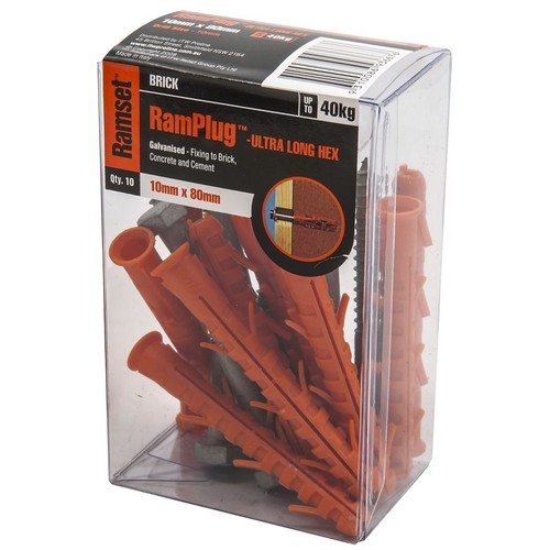 Ramset RamPlug ULTRA-LONG HEX ANCHOR 10Pcs Galvanised Screw -10mmx 80mm Or 100mm | eBay