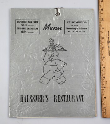 Vintage 1951 Haussner's Restaurant Menu Baltimore Maryland | eBay