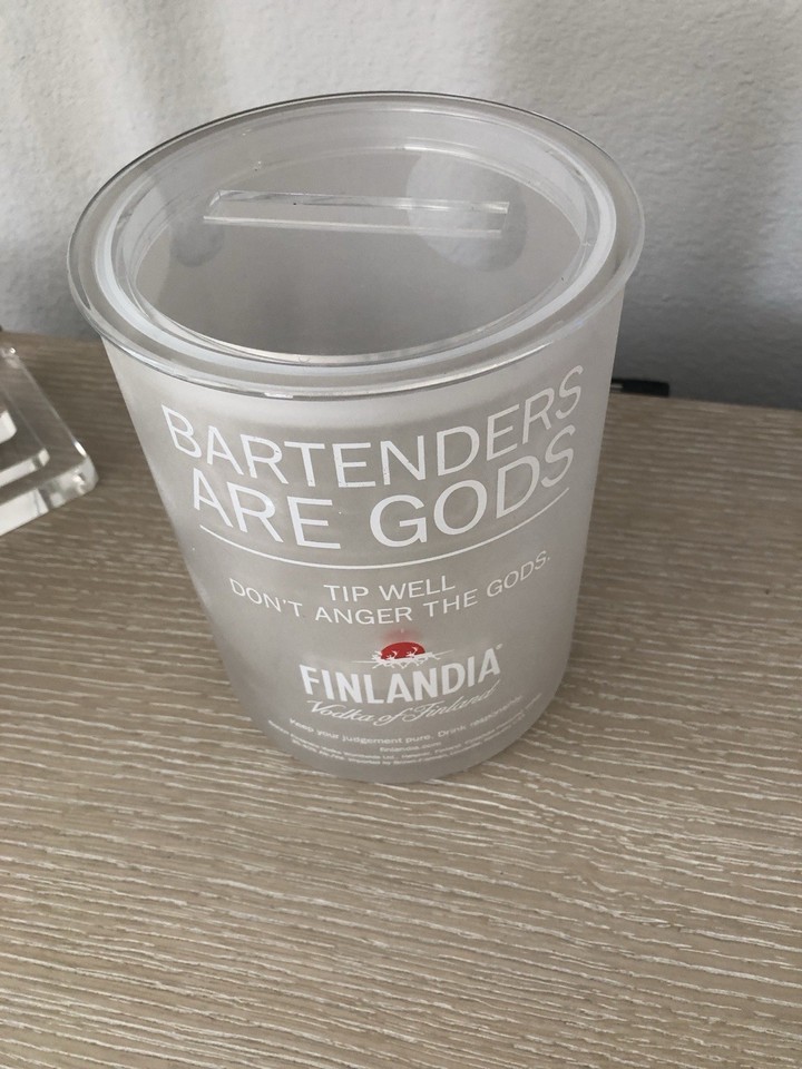 Finlandia Vodka Bartender Tip Jar Glass – “Bartenders Are Gods” | eBay.de
