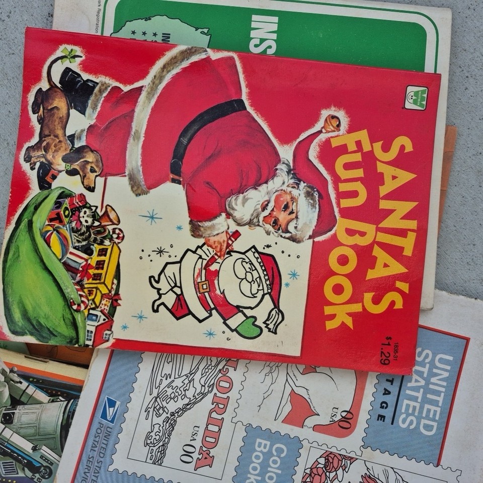 VTG Christmas Fun Activity Coloring Book Paradise Santa Uncolored Pad ...