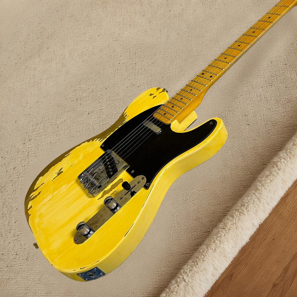 Relic Electric Guitar Yellow Color Alder Body Maple Fretboard 21 Frets ...