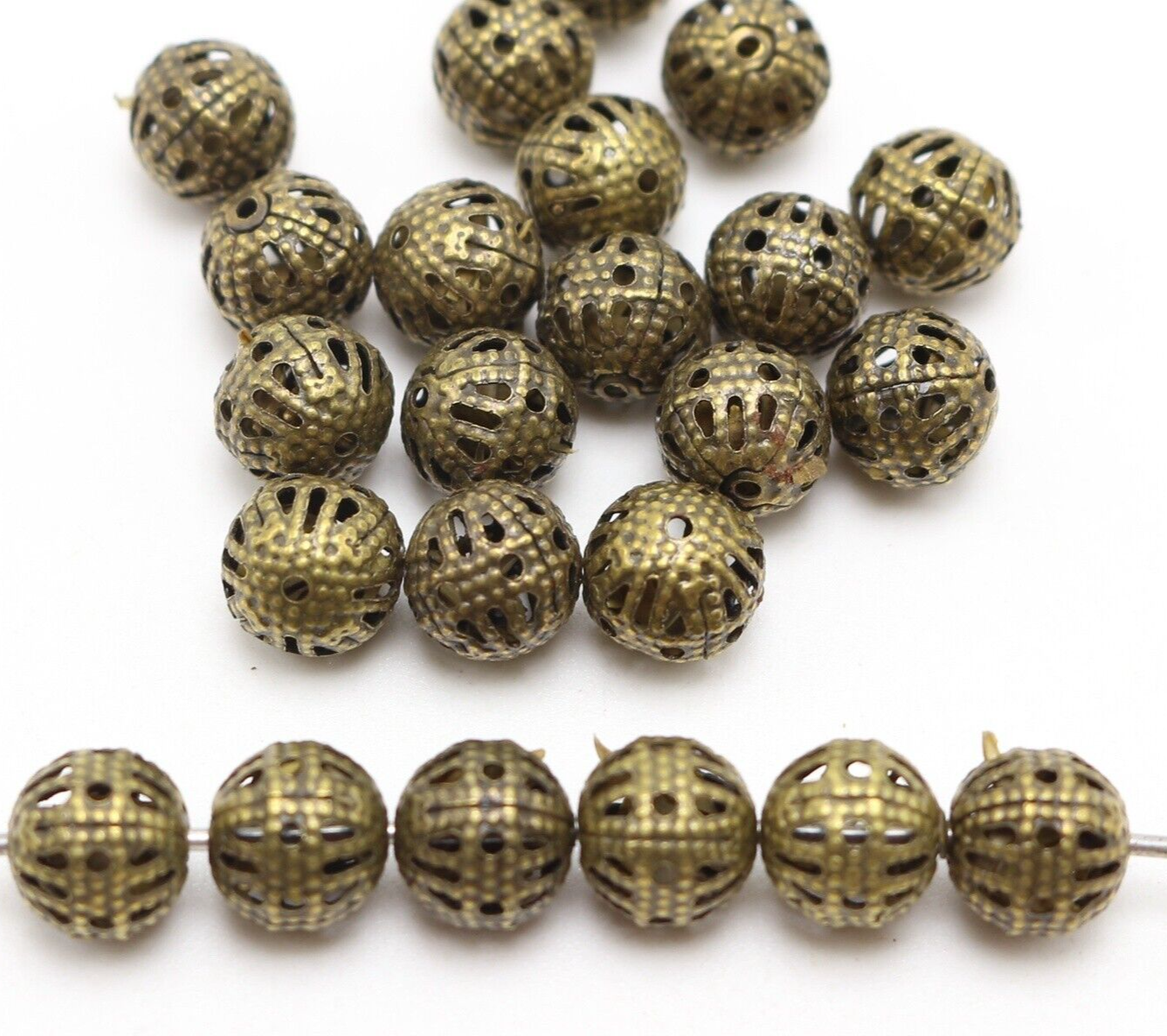 200 Bronze Metal Round Filigree Spacer Beads 6mm Jewelry Findings | eBay