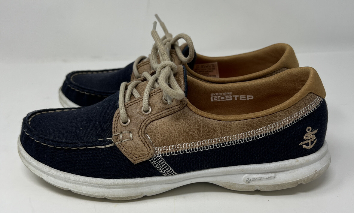 SKECHERS GO STEP NAVY BLUE “SEASHORE” (14416) BOAT/DECK SHOES – WOMENS ...