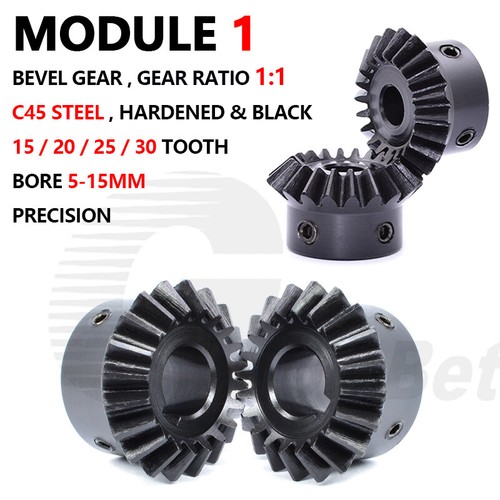 Mod 1 Bevel Gear C45 Steel Miter Gear Ratio 1:1 15/20/25/30 Tooth ...