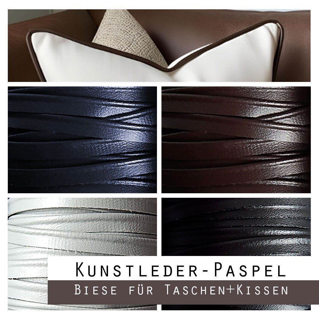 4 m Kunstleder Paspelband 1,75€/m Biese, Keder, Besatzband, Kehlband ...