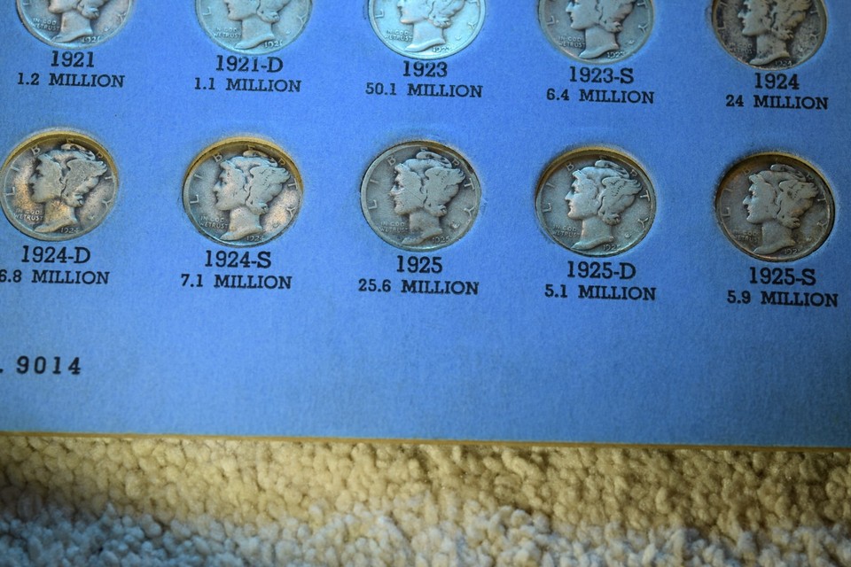MERCURY DIME 77 SILVER COIN COMPLETE SET 1916--1945 INCLUDES THE 1916-D ...