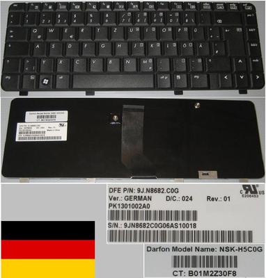 German Qwertz Keyboard HP Compaq 500 510 520 NSK-H5C0G 9J.N8682.C0G ...