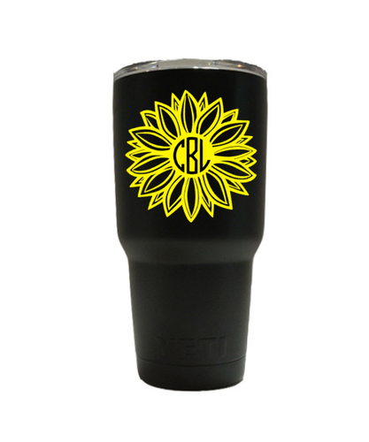 Sunflower Monogram Decal / Sunflower Decal for Yeti / Sunflower Custom ...