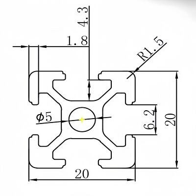 T Slot 2020 Aluminum Extrusion European Standard Anodized 150mm ...