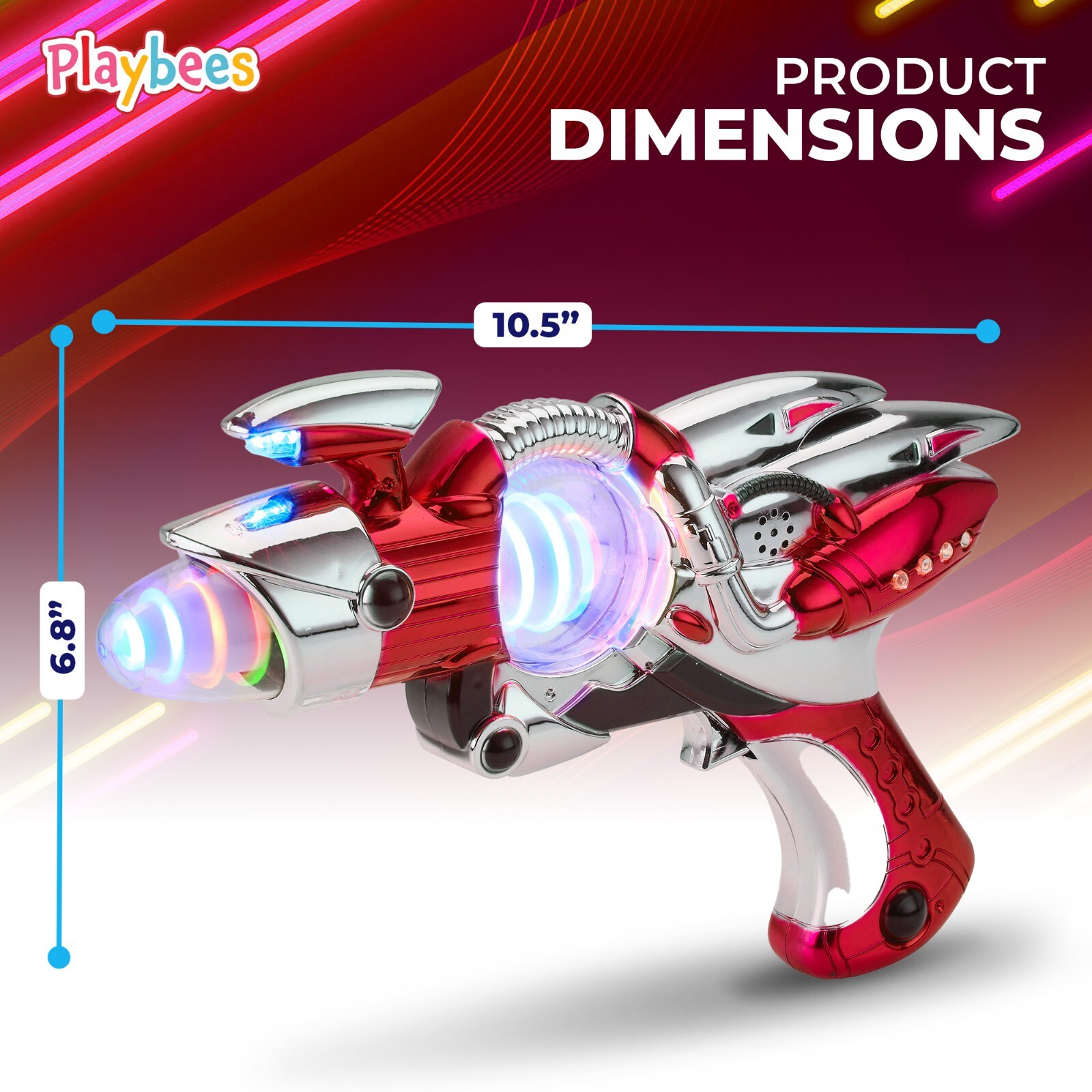 Light-Up Noise Blaster - Red - 11.5 Inches - Super Spinning Space Sound ...