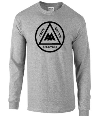 AA Alcoholics Anonymous T-Shirt Black Gray Unity Service Recovery Long ...