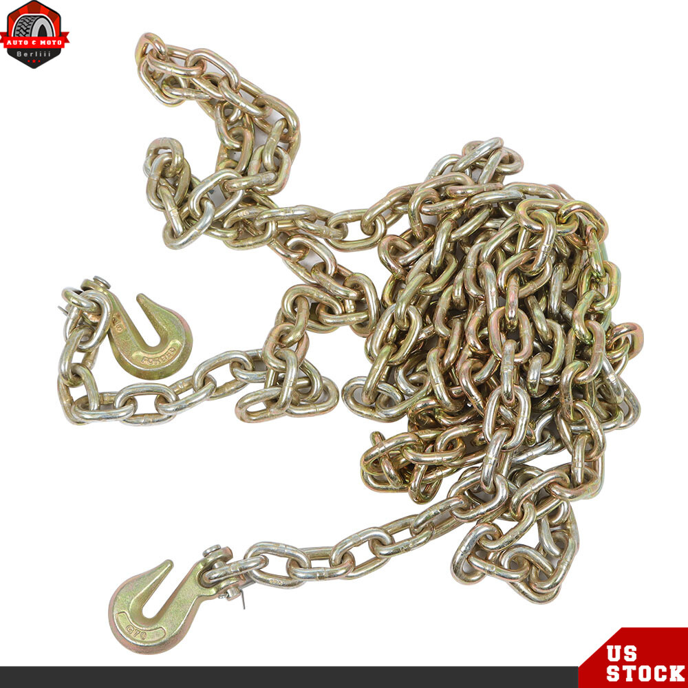 2 Pack 3/8"X20' G70 Tow Chain Tie Down Binder Chain Flatbed Truck ...