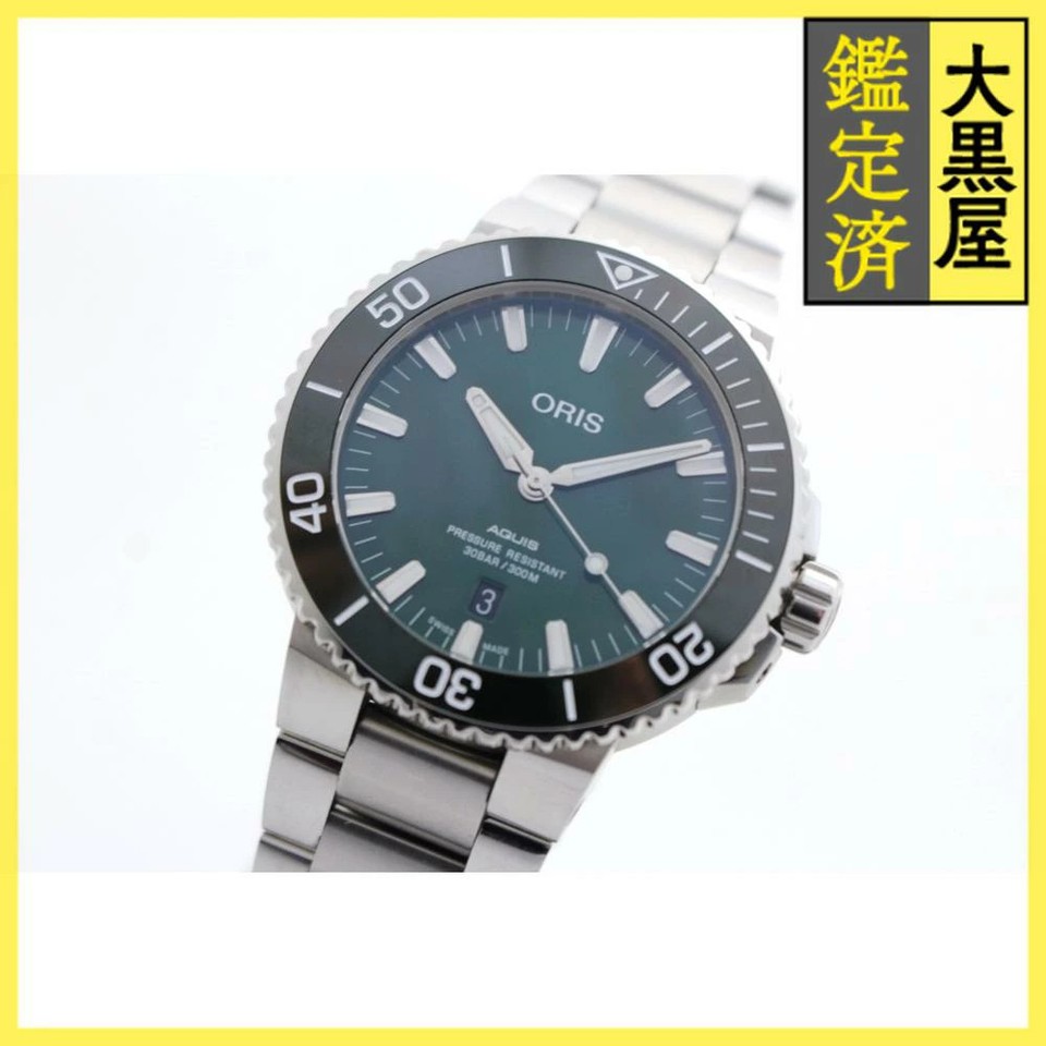 ORIS Aquis Date 01 733 7730 4157 Green Stainless Steel Men's Automatic ...