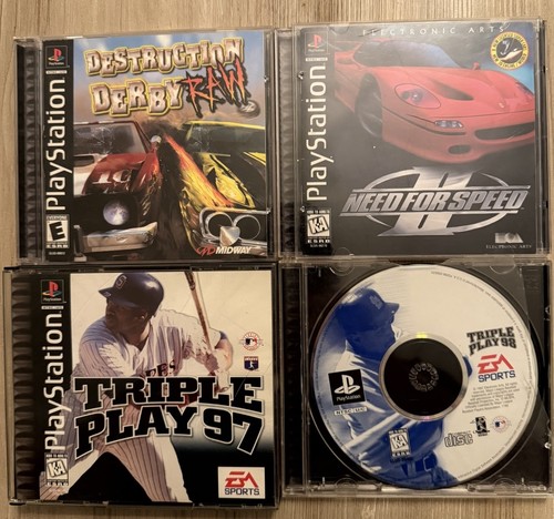 PS1 4 Game Lot, Destruction Derby Raw,Need For Speed 2,Triple Play 97 ...